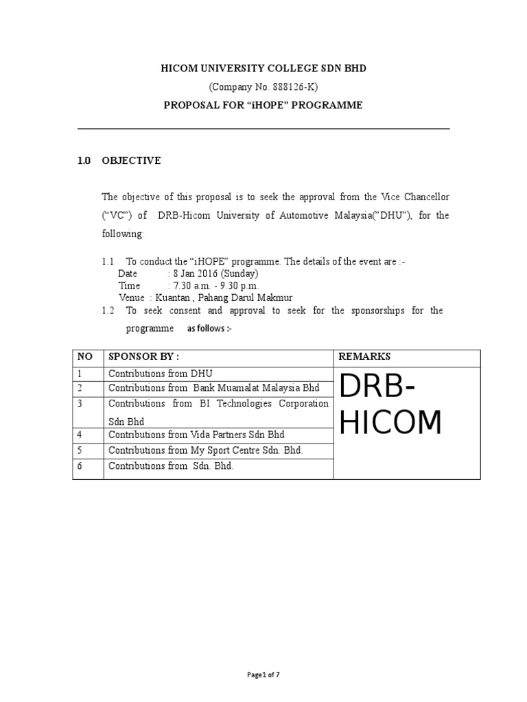 Drb-Hicom: Hicom University College SDN BHD | PDF | Business
