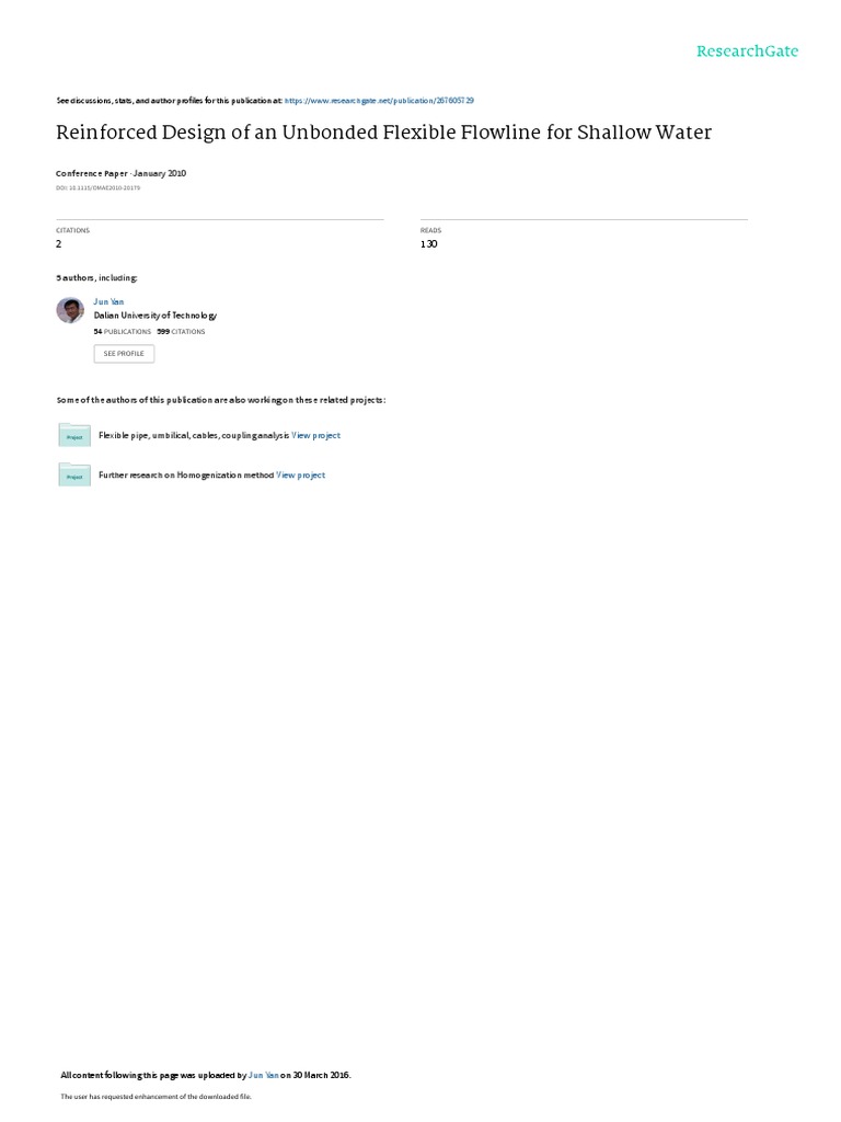 Reinforced Design of An Unbonded Flexible Flowline For Shallow Water ...