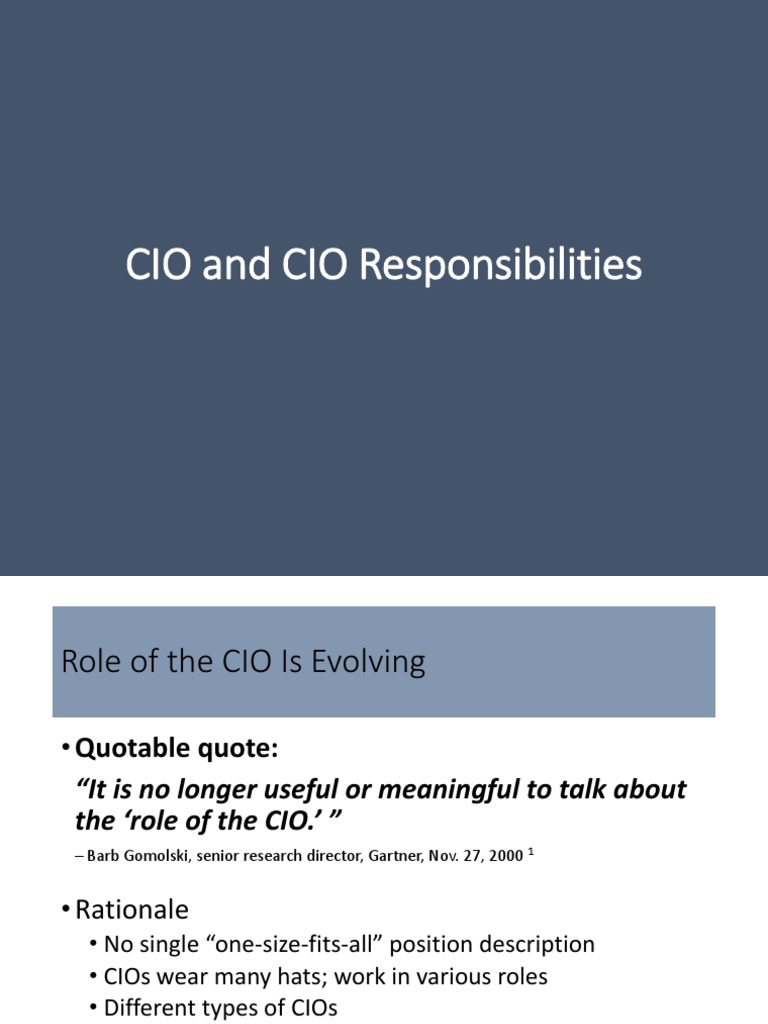 CIO and CIO Responsibilities | PDF | Chief Information Officer | Business