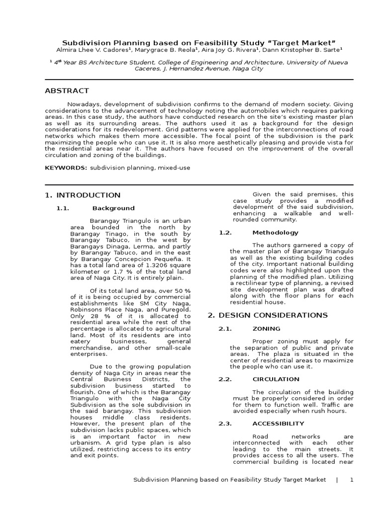 Subdivision Planning Feasibility Study | PDF | Zoning | Urban Geography