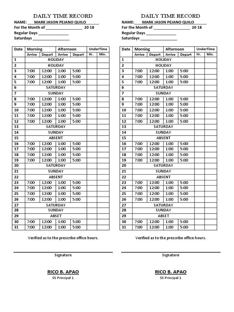 Form 48 (Daily Time Record) | PDF