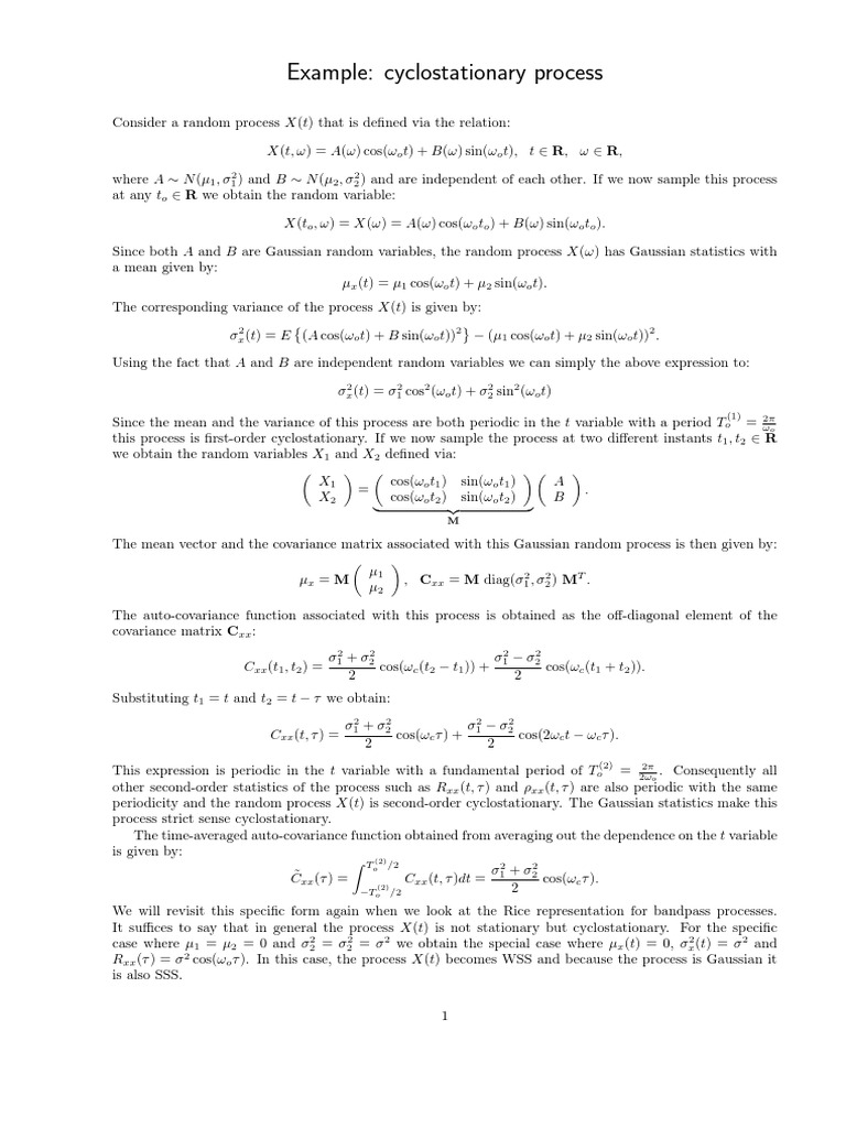 Cyclostationary Process | PDF | Normal Distribution | Stochastic Process