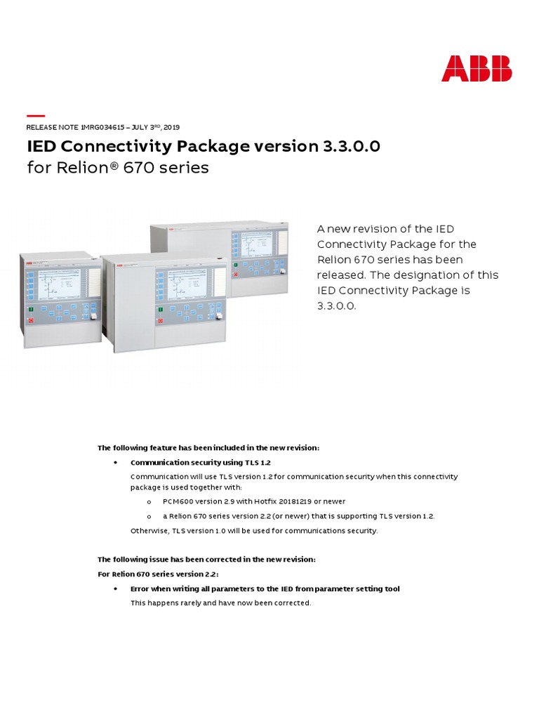 IED Connectivity Package Version 3.3.0.0: For Relion® 670 Series ...