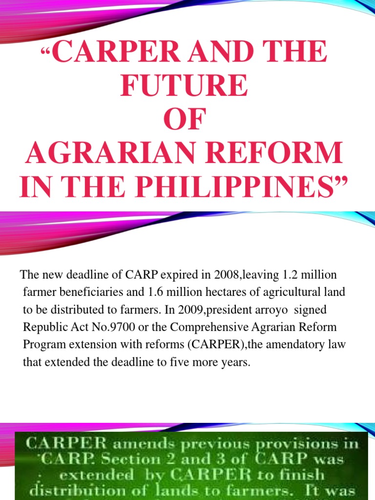 Carper and The Future OF Agrarian Reform in The Philippines" | PDF ...