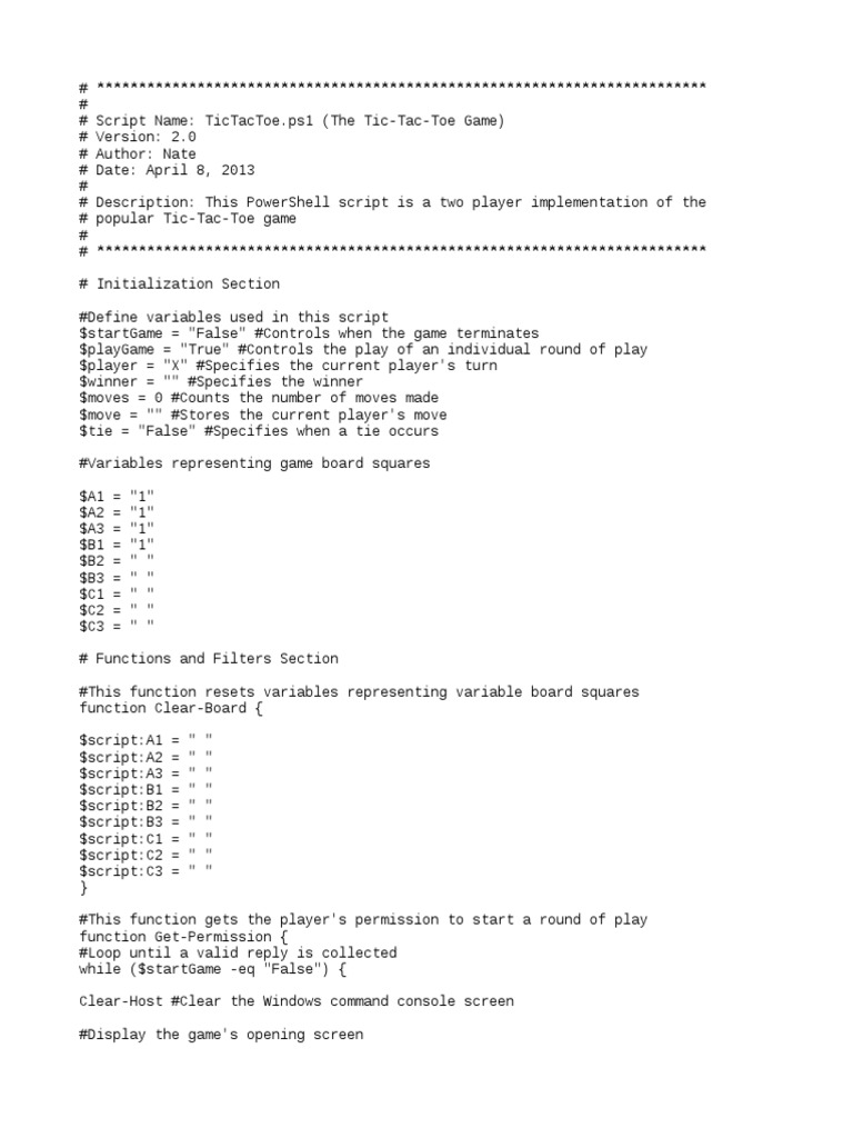 Powershell Script Tic Tac Toe | PDF | Command Line Interface | Computer ...