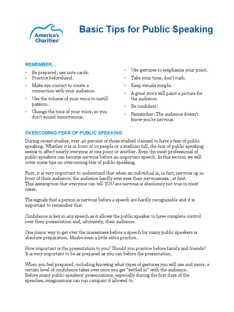 Basic Tips For Public Speaking | Download Free PDF | Public Speaking ...