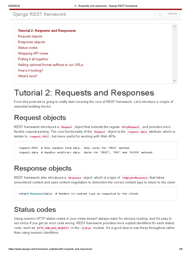 2 - Requests and Responses - Django REST Framework | PDF ... 2 - Requests and Responses - Django REST Framework | PDF ...
