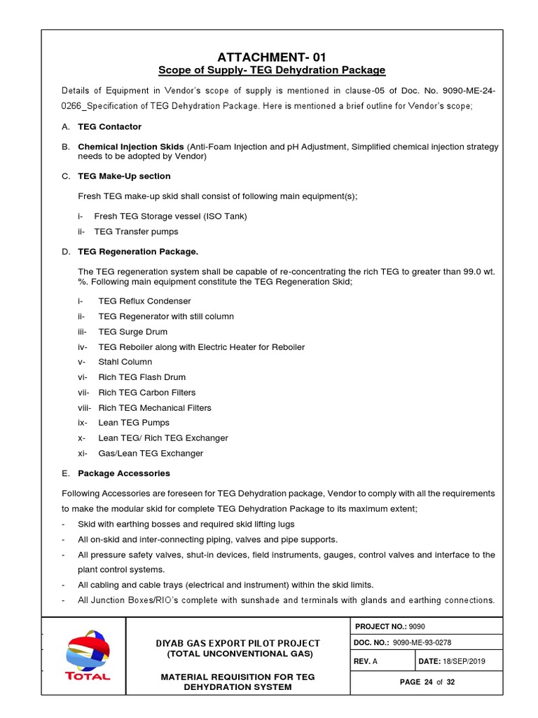 TEG Dehydration Package Specifications | PDF | Pump | Hvac