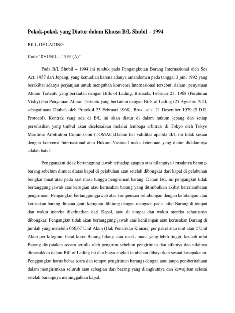 Bill of Lading | PDF | Pengelolaan Keuangan & Uang