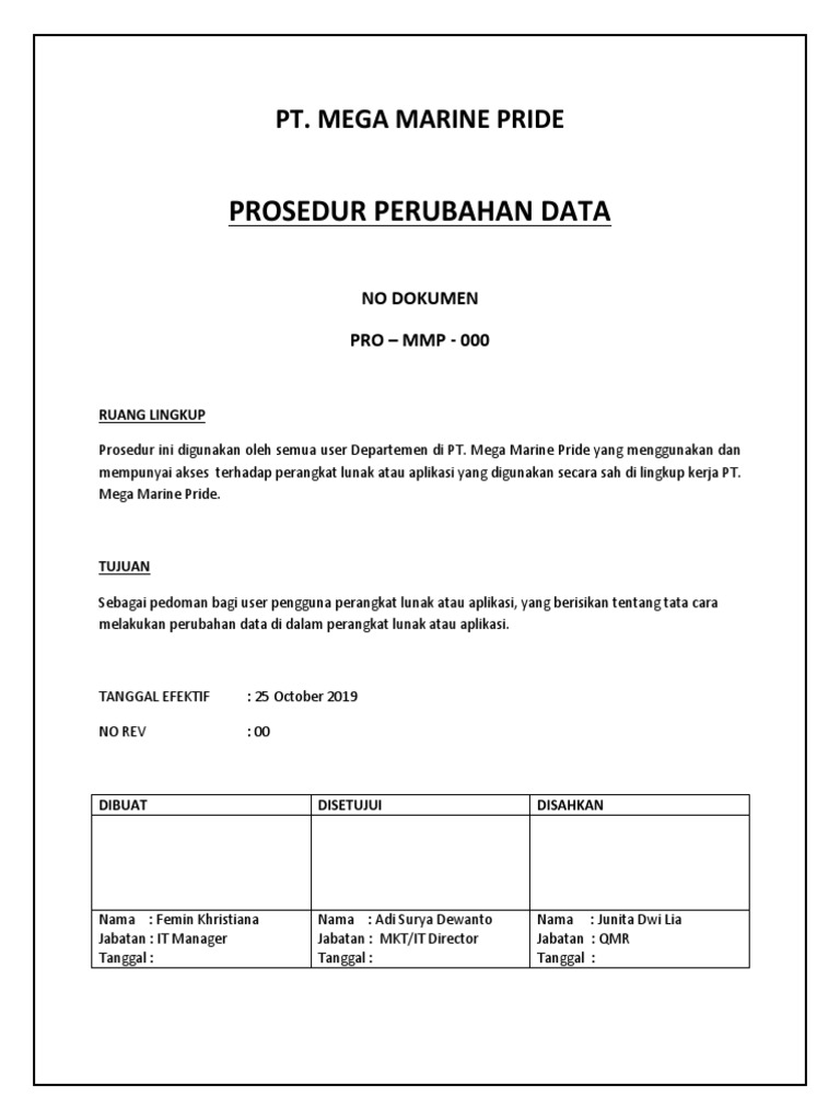 Prosedur Perubahan Data | PDF