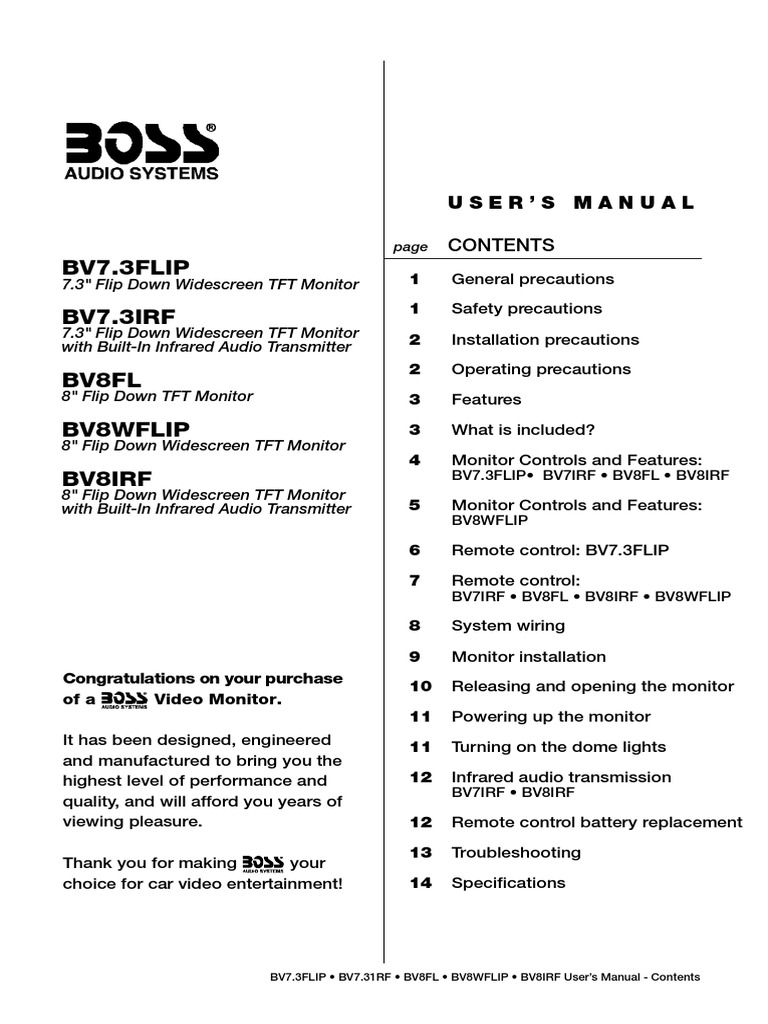 Boss Audio Bv7 3flip Manual de Usuario | PDF | Computer Monitor ...