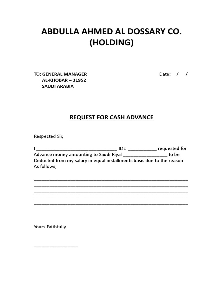 Cash Advance Form | PDF