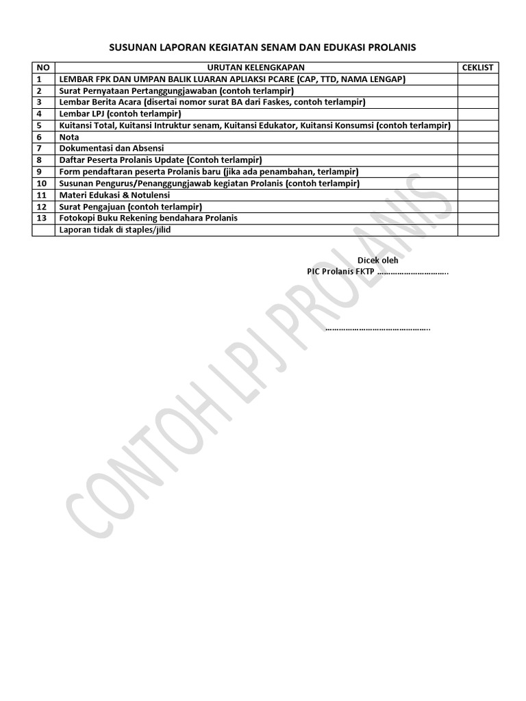 Contoh LPJ Prolanis | PDF