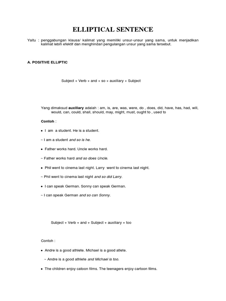 Elliptical Sentence | PDF | Verb | Semantics