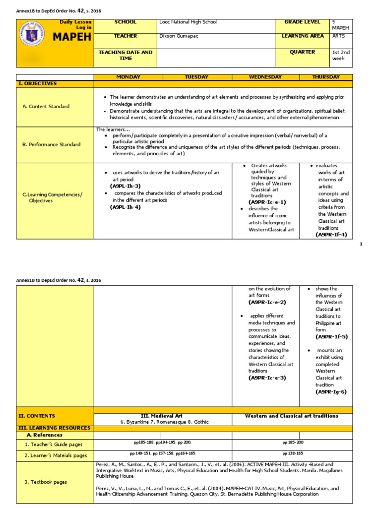 Q1grade9artsdllweek2 180911113734 | PDF | Sculpture | Rubric (Academic)