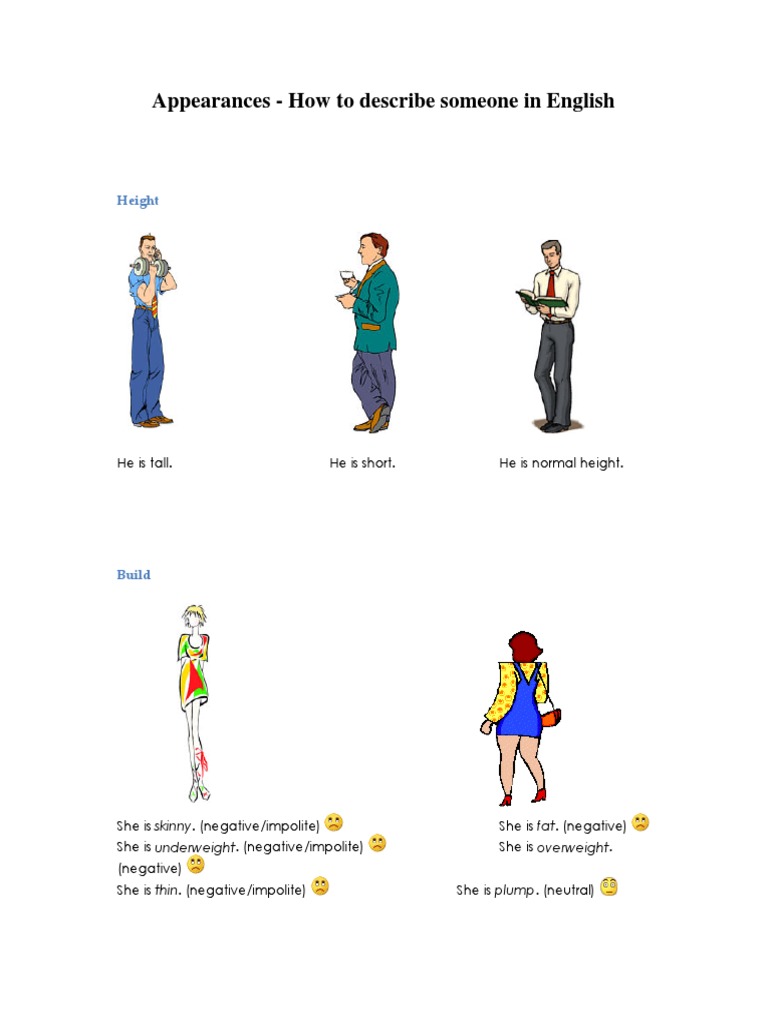 Appearances - How To Describe Someone in English: Height | PDF