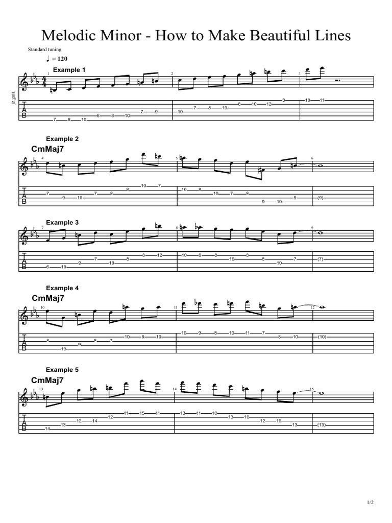 Melodic Minor Guitar Techniques | PDF | Music Theory | Pitch (Music)