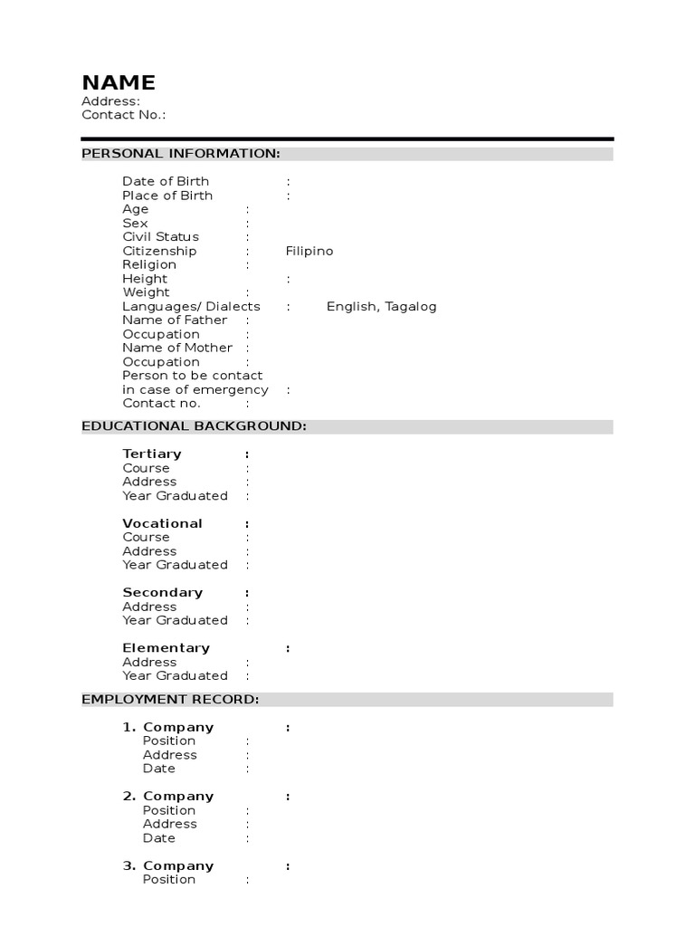Resume Format | PDF