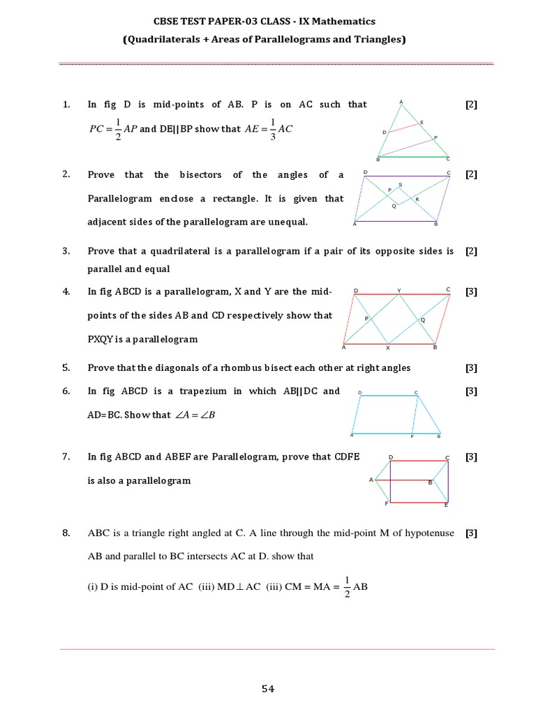 Test Paper | PDF | Rectangle | Euclidean Geometry
