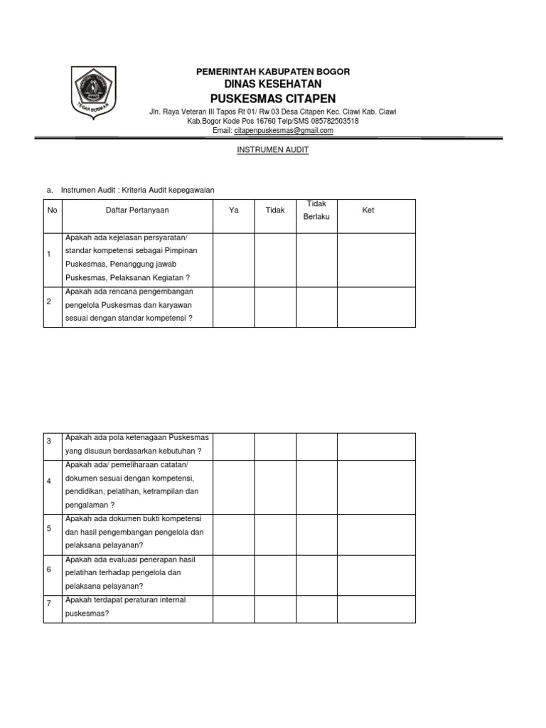 Instrumen Audit Internal | PDF
