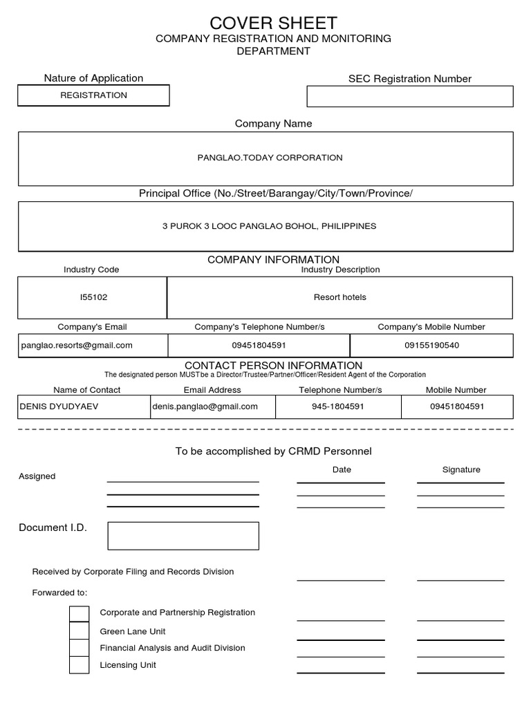 Cover Sheet PHILIPPINES EXAMPLES | PDF | Finance & Money Management