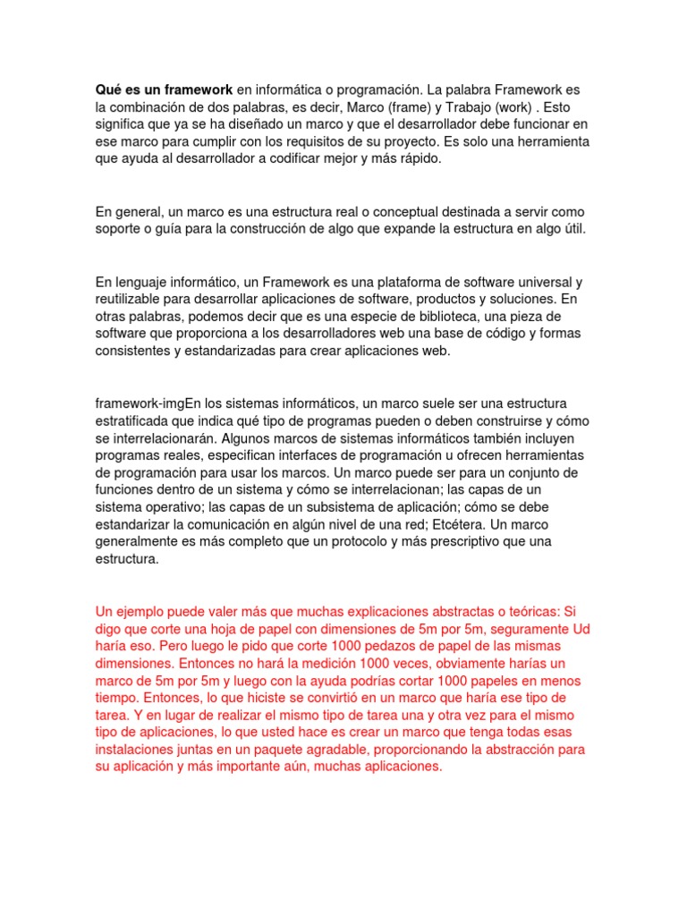Qué Es Un Framework en Informática o Programación | PDF | Marco de ...