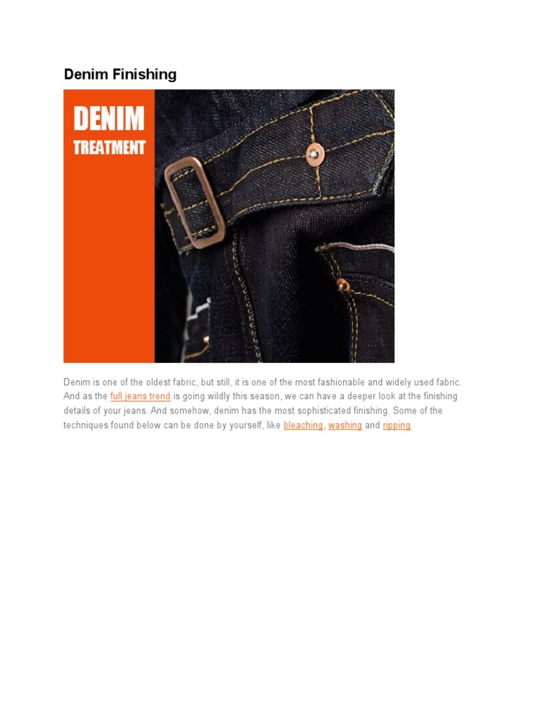 Denim Finishing: Full Jeans Trend Bleaching Washing Ripping | PDF ...