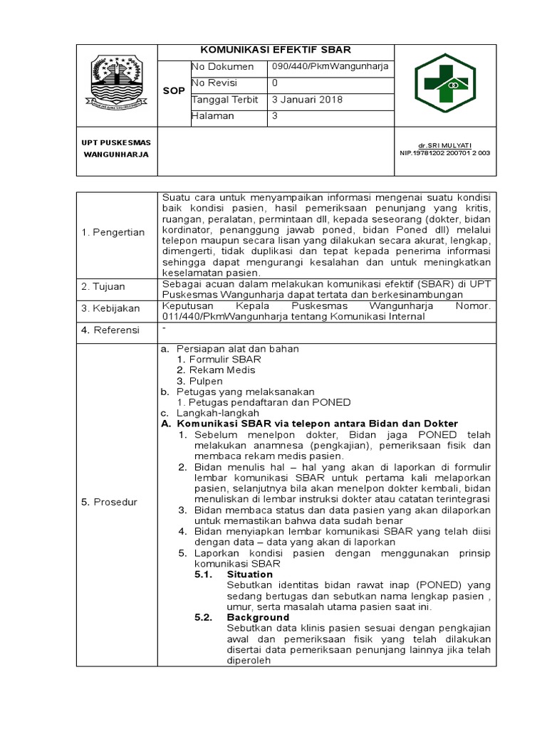 Komunikasi Efektif SBAR di Puskesmas | PDF | Kesehatan Holistik | Sains & Matematika
