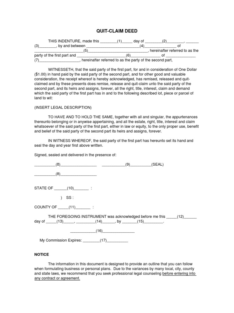 Quit Claim Deed | PDF