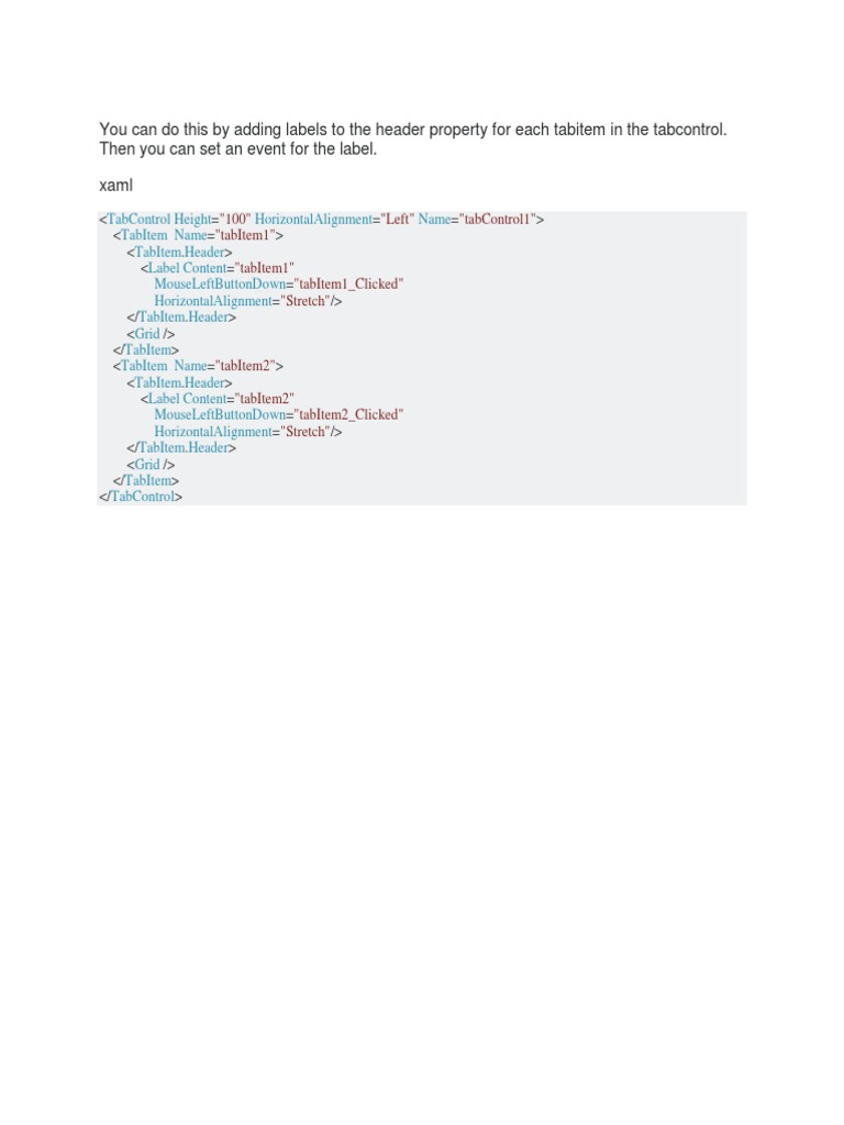 Tabitem in The Tabcontrol | PDF