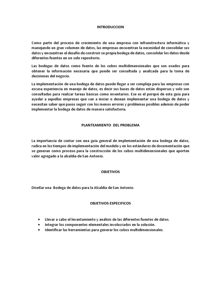 Bodega de Datos y Cubo | PDF | Almacén de datos | Tecnologías de la ...