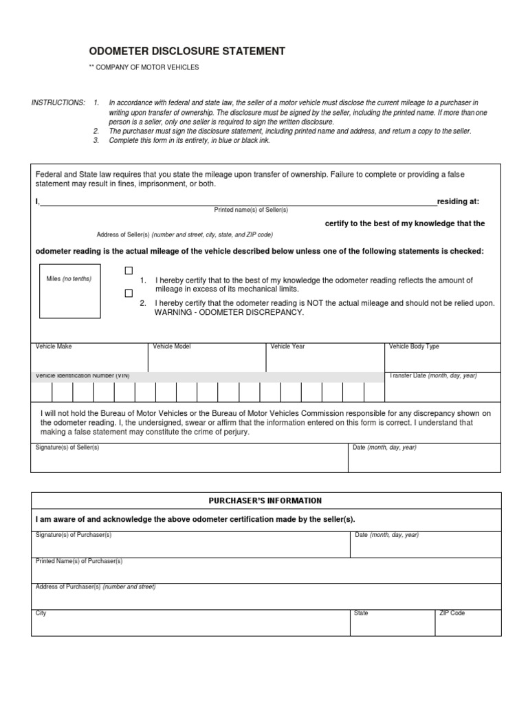Odometer Disclosure Statement-WPS Office | PDF | Common Law | Social ...