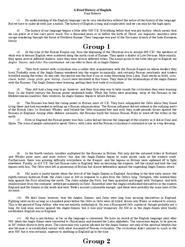 A Brief History of English | PDF | English Language | Grammatical Number