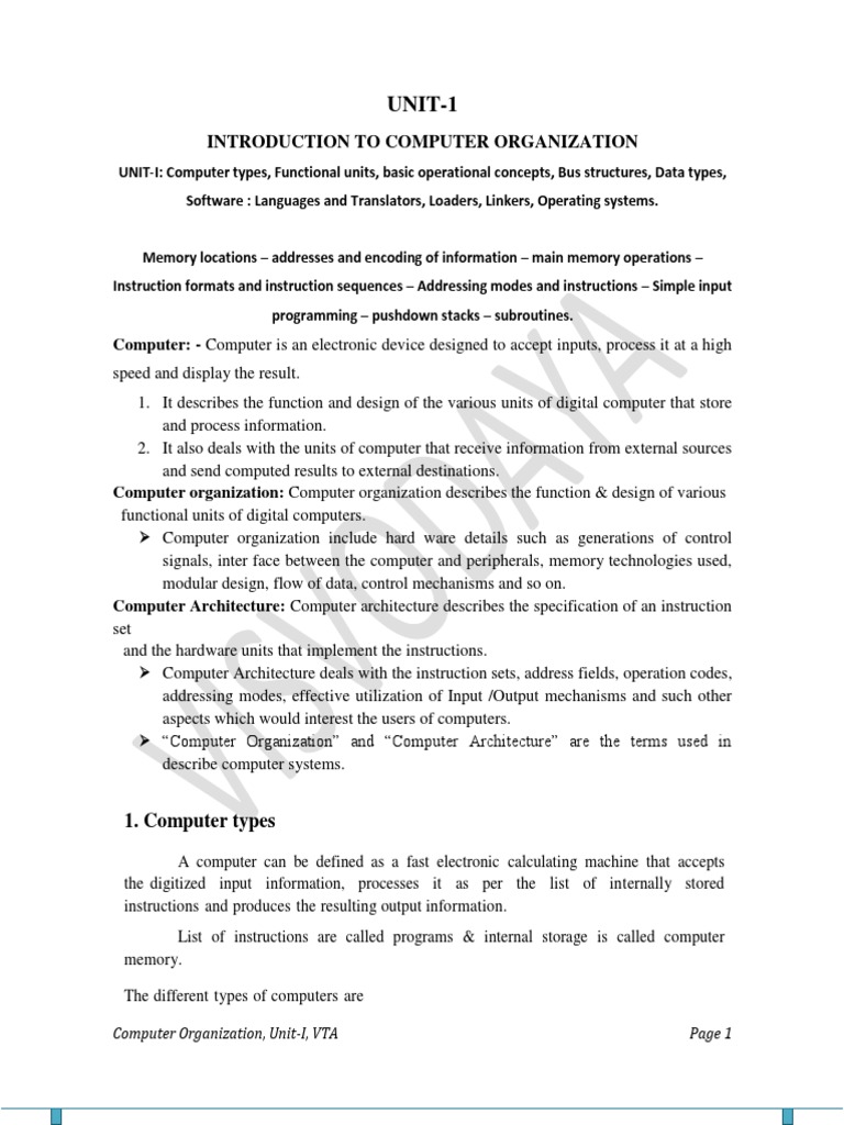 UNIT-1: Introduction To Computer Organization | PDF | Central ...