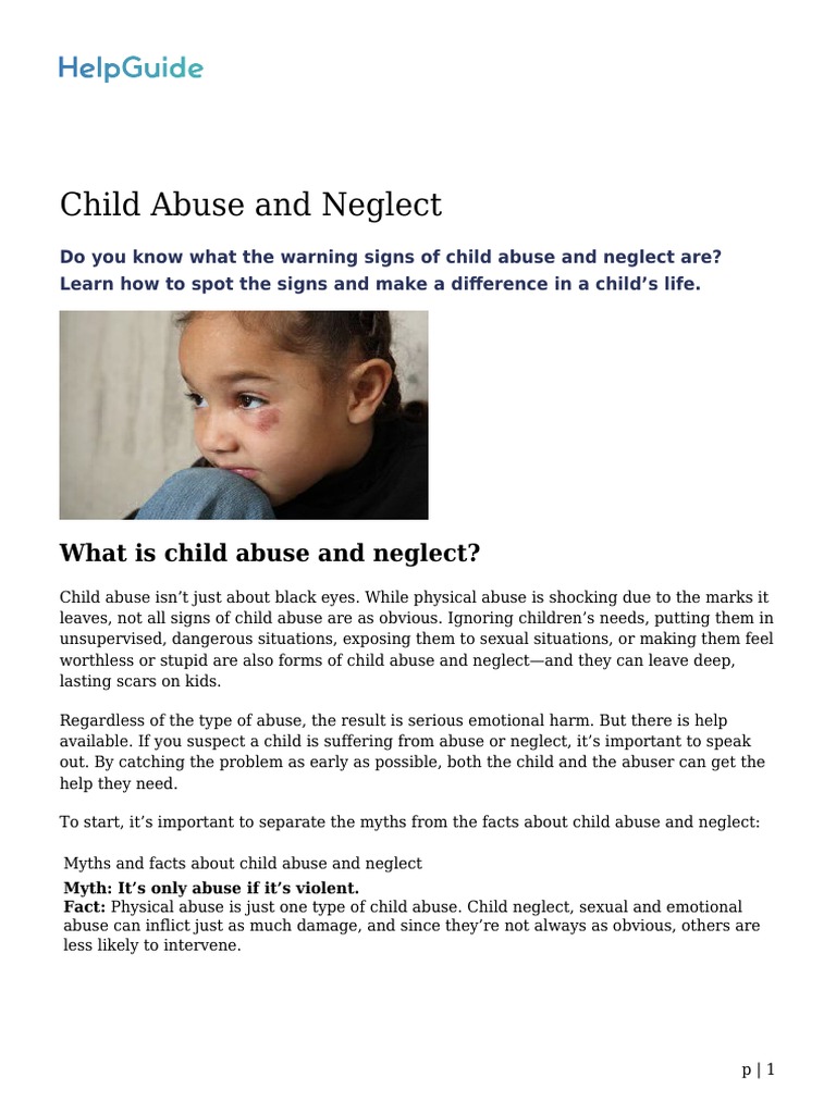Child Abuse and Neglect | PDF | Child Neglect | Child Abuse