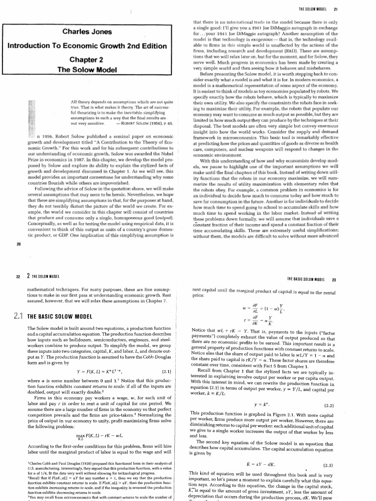 Charles Jones Introduction To Economic Growth 2nd Edition The Solow ...
