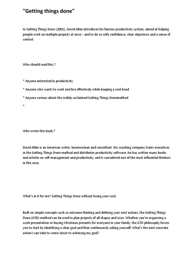 Getting Things Done | PDF | Time Management | Professional Skills