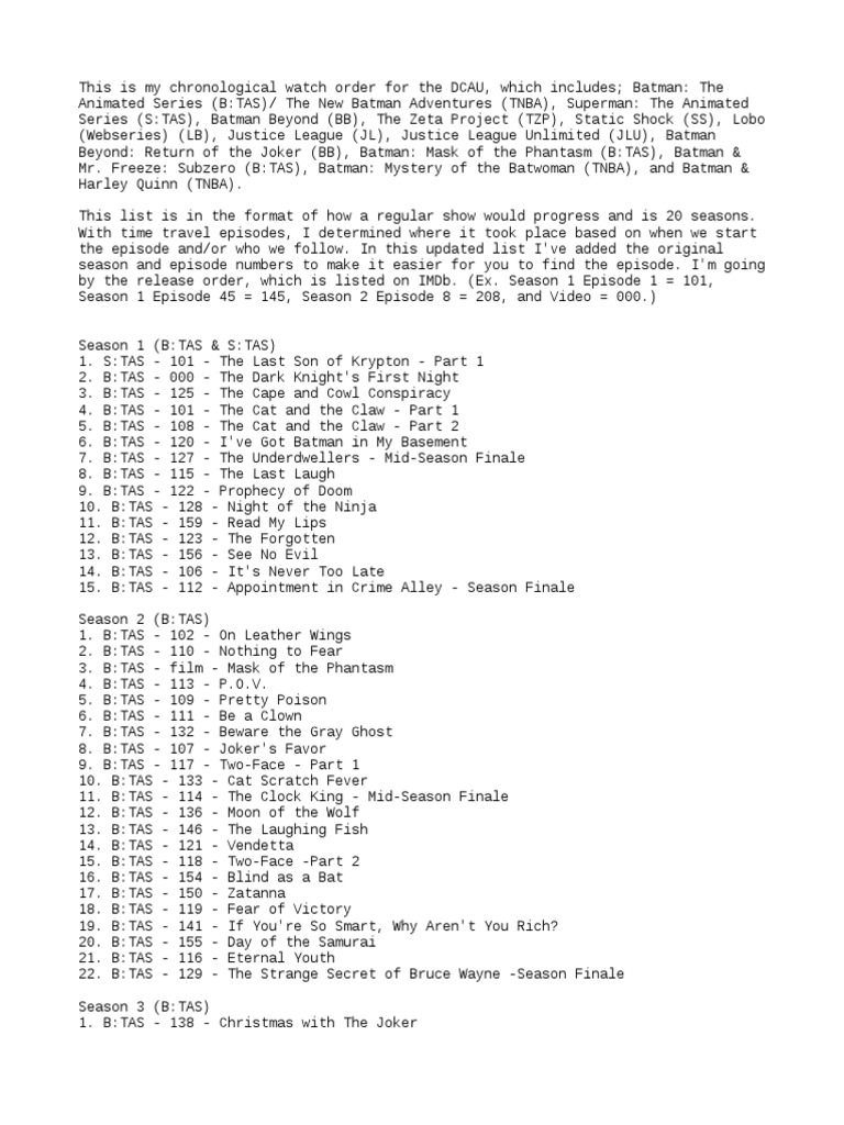The Complete Chronological Watch Order for the DC Animated Universe ...