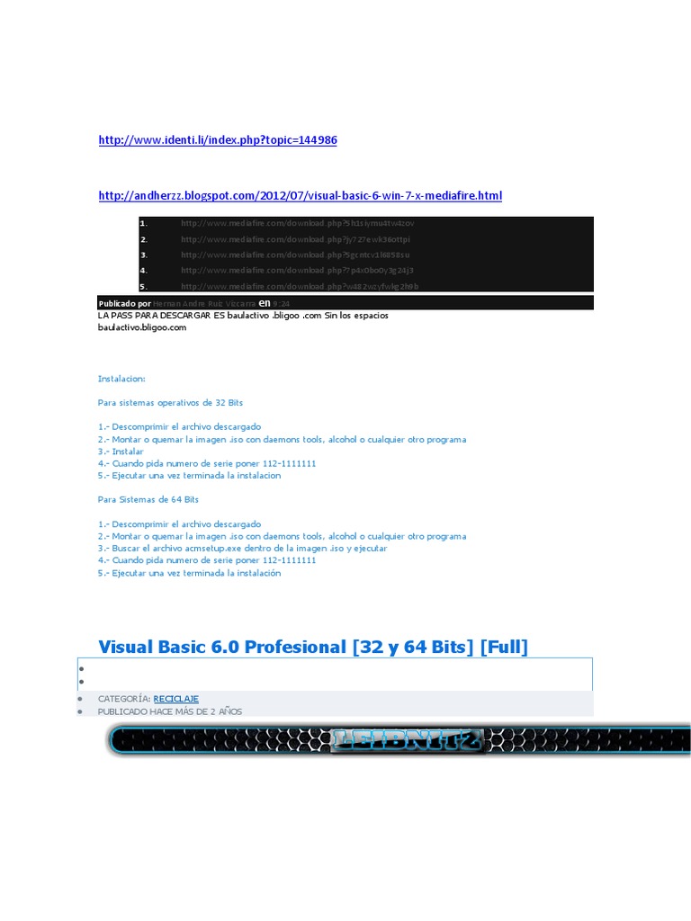 Informacio de Visual Basic Requisitos | PDF | Básico | Microsoft Windows
