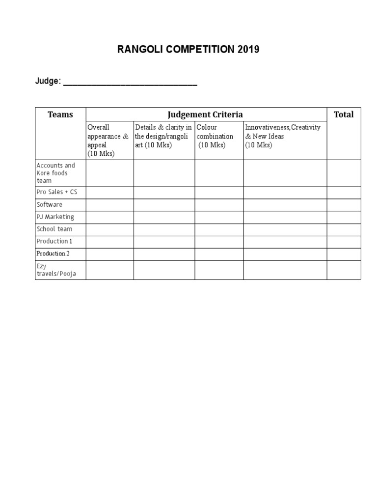 Rangoli Competition 2019: Judge | PDF
