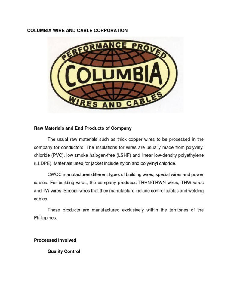 Columbia Wire and Cable Corporation | PDF