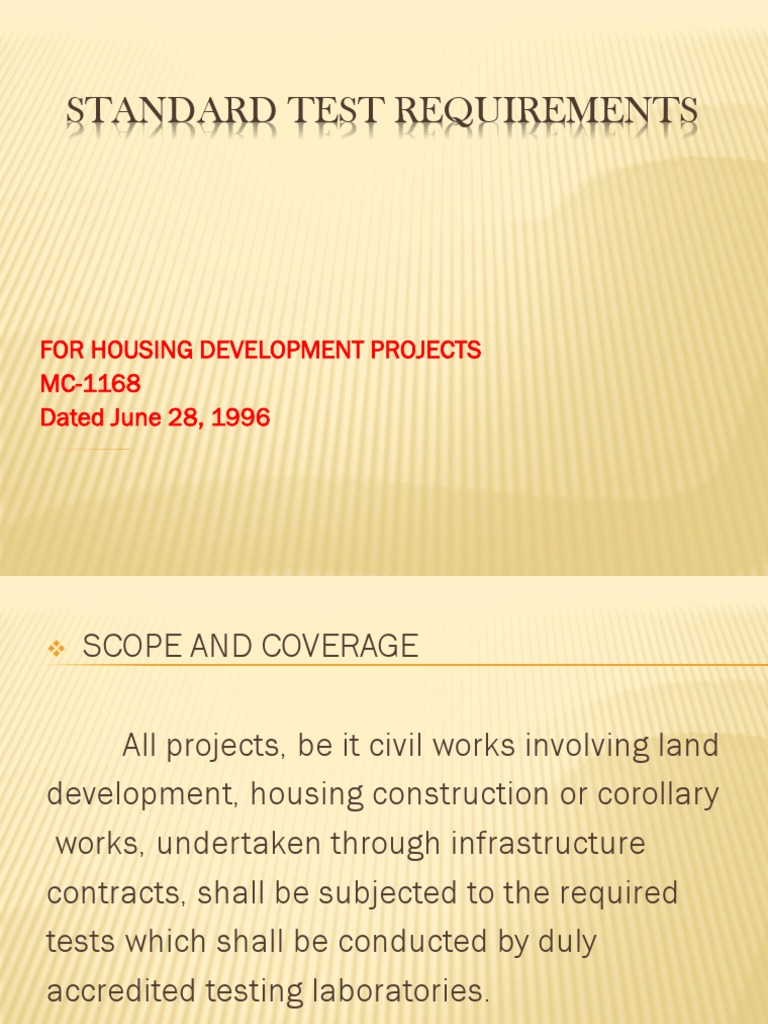 Standard Test Requirements | PDF | Construction Aggregate | Concrete