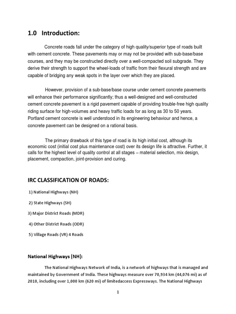 Irc Classification of Roads:: National Highways (NH) | PDF | Road ...