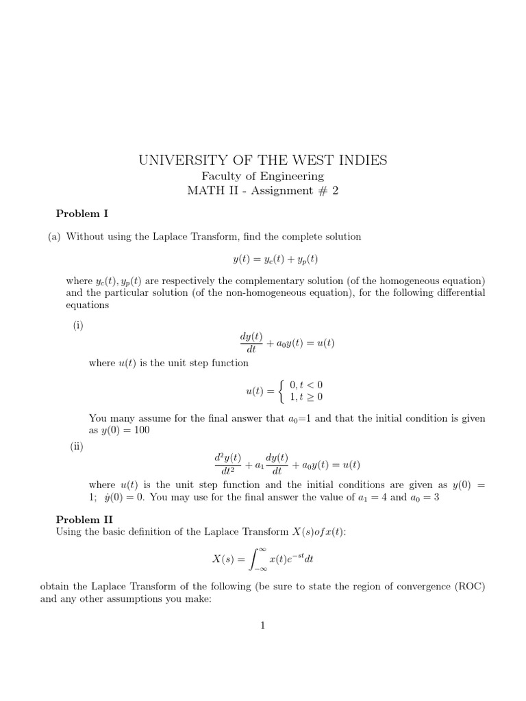 Assignment-2 For Engineering Math 2 | PDF | Laplace Transform | Radioactive Decay
