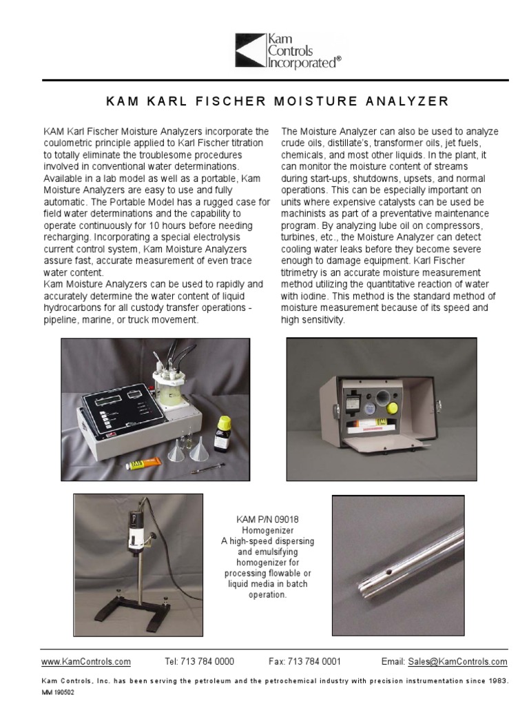 Kam Controls Annalyzer | PDF | Water | Chemical Process Engineering