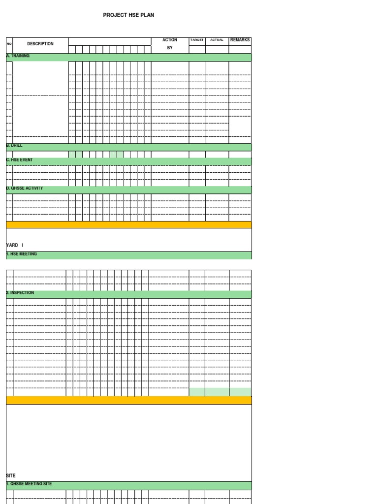 Project Hse Plan: Description Action Remarks BY A. Training | PDF