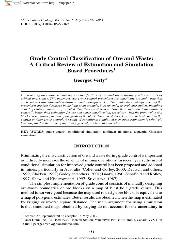 Grade Control Methods for Mining | PDF | Mining | Gold