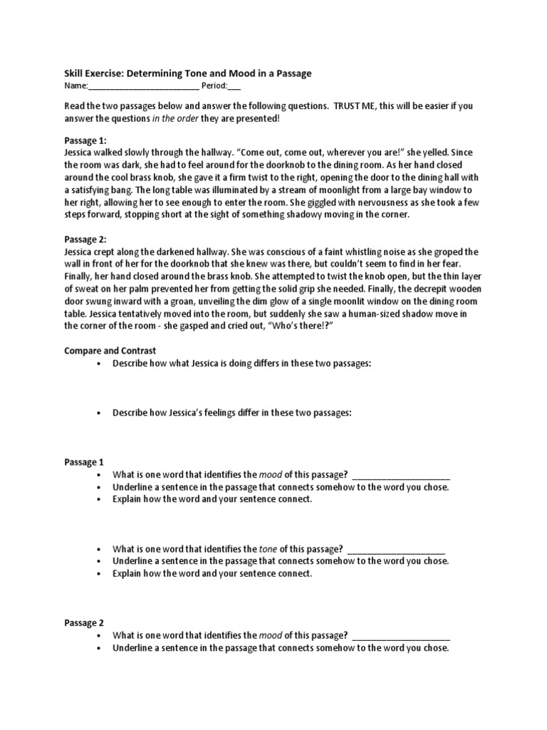 Tone and Mood Analysis Exercise | PDF