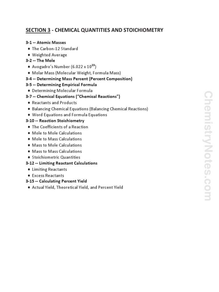 Section3 Chemical Quantities and Stoichiometry | PDF | Science ...
