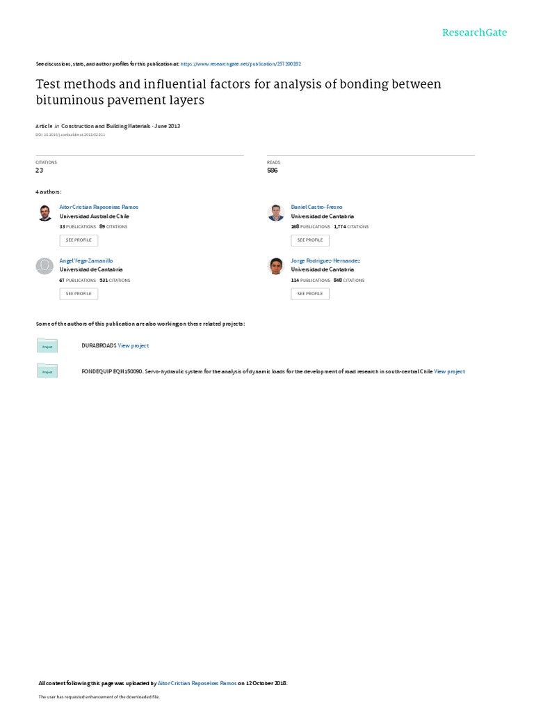 Test Methods and in Uential Factors For Analysis of Bonding Between ...